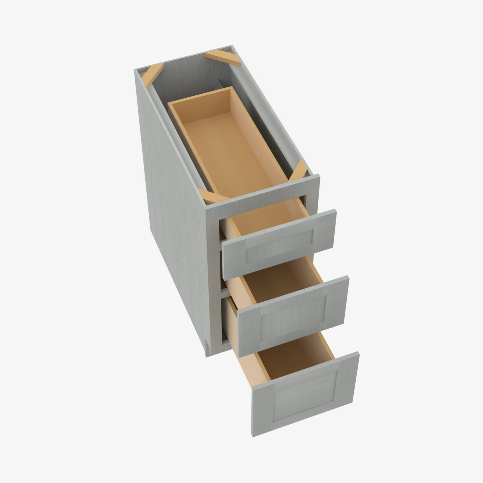 AN-DB18 3 18 Inch 3 Drawer Pack Base Cabinet | Nova Light Grey Shaker ...